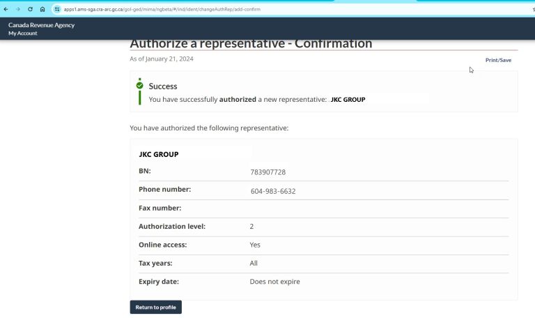 How to Authorize a Representative in My CRA Account | JKC Group